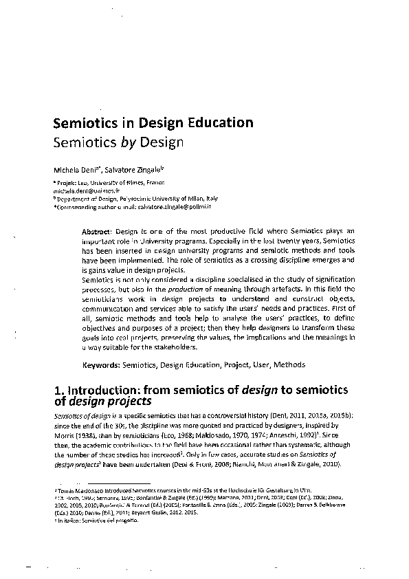 (PDF) Semiotics in Design Education. Semiotics by Design
