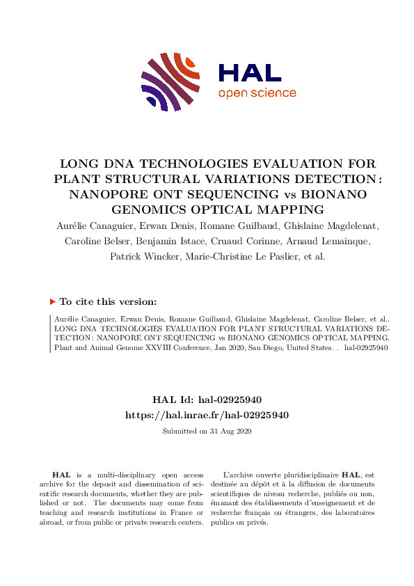 (PDF) LONG DNA TECHNOLOGIES EVALUATION FOR PLANT STRUCTURAL VARIATIONS ...