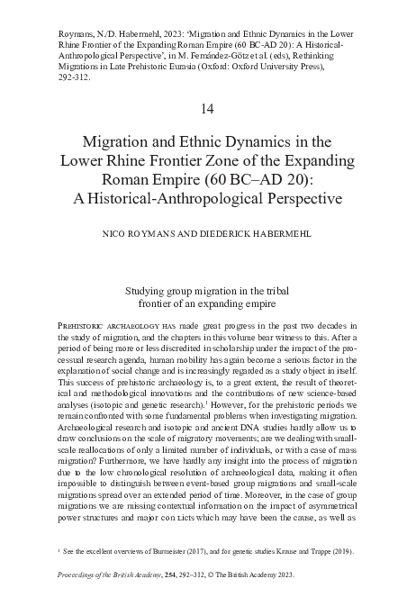(PDF) Migration and Ethnic Dynamics in the Lower Rhine Frontier Zone of ...