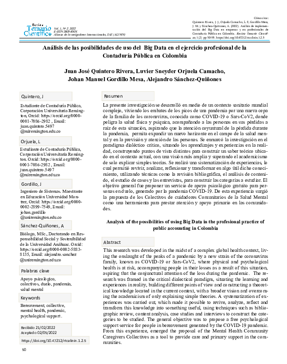 (PDF) Análisis de las posibilidades de uso del Big Data en el ejercicio profesional de la ...