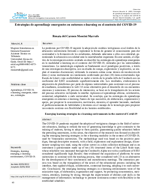 (PDF) Estrategias de aprendizaje emergentes en entornos e – learning en ...