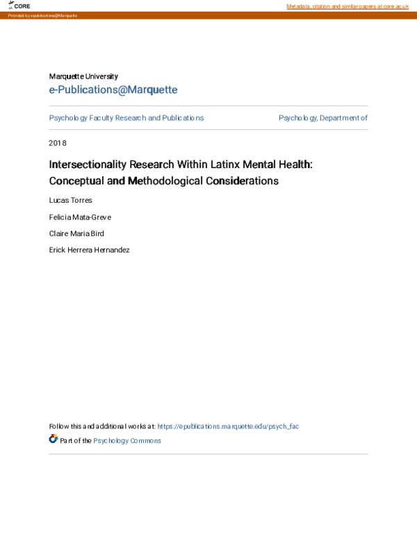 (PDF) Intersectionality research within Latinx mental health ...