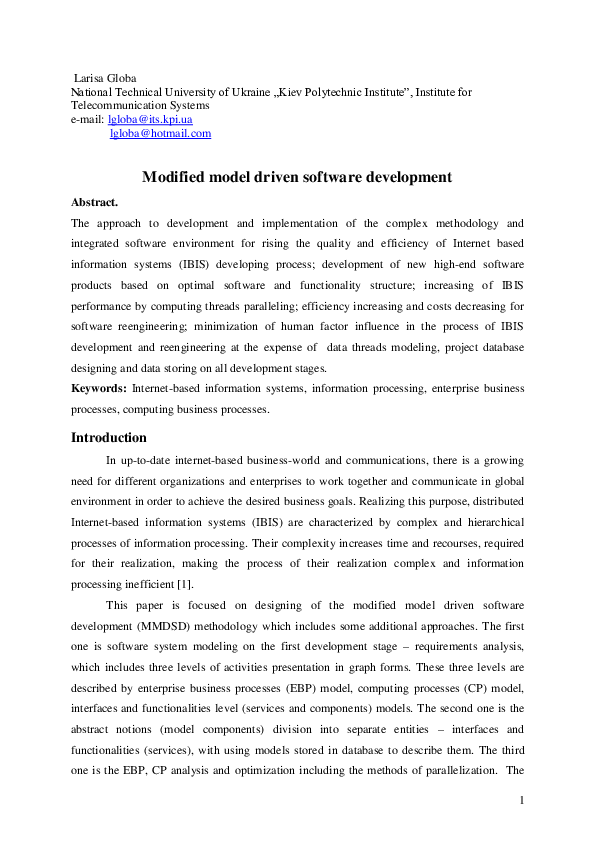 (PDF) Modified model driven software development