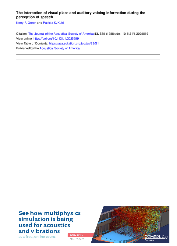 (PDF) The interaction of visual place and auditory voicing information ...