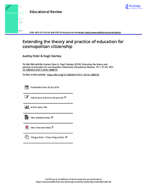 (PDF) Extending the theory and practice of education for cosmopolitan citizenship