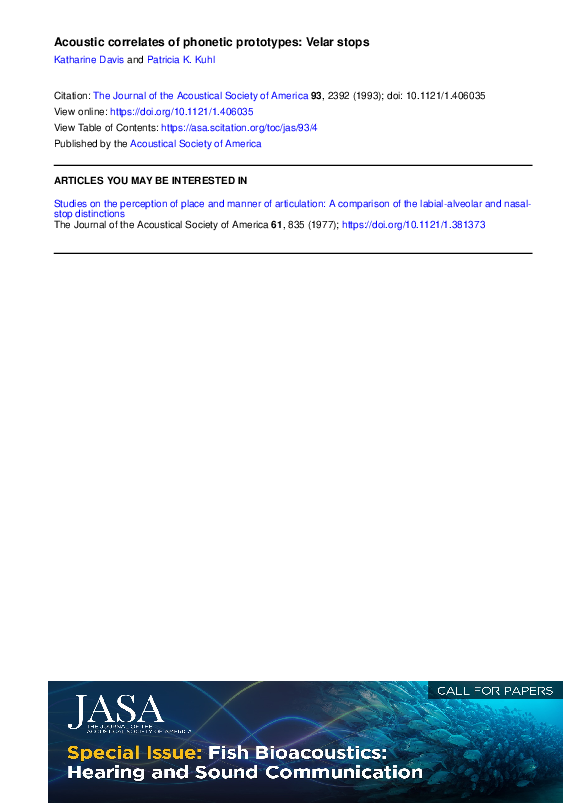 (PDF) Acoustic correlates of phonetic prototypes: Velar stops