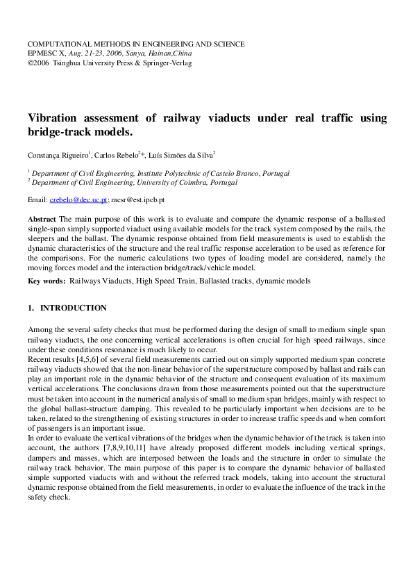 (PDF) Railway Viaduct Vibration Analysis Under Traffic