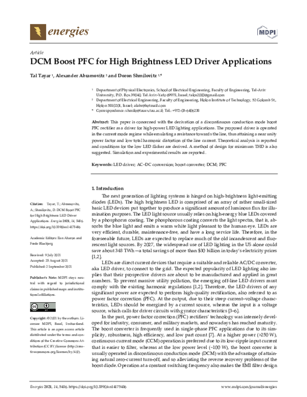 (PDF) DCM Boost PFC for High Brightness LED Driver Applications