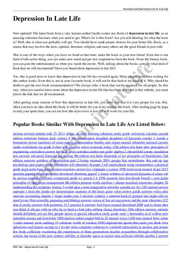 (PDF) Depression in late life