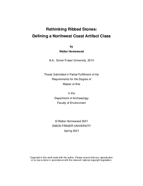 (PDF) Rethinking ribbed stones: Defining a Northwest Coast artifact class