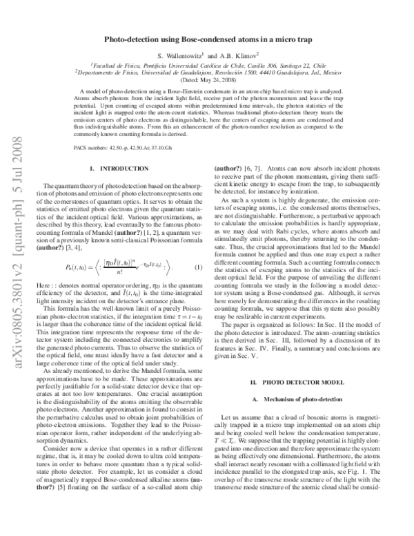 (PDF) Photodetection using Bose-Einstein-condensed atoms in a microtrap