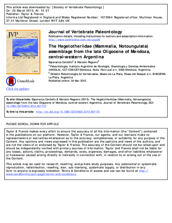 (PDF) The Hegetotheriidae (Mammalia, Notoungulata) assemblage from the ...