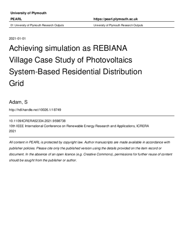 (PDF) Achieving simulation as REBIANA Village Case Study of ...
