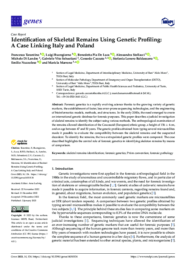 (PDF) Identification of Skeletal Remains Using Genetic Profiling: A ...