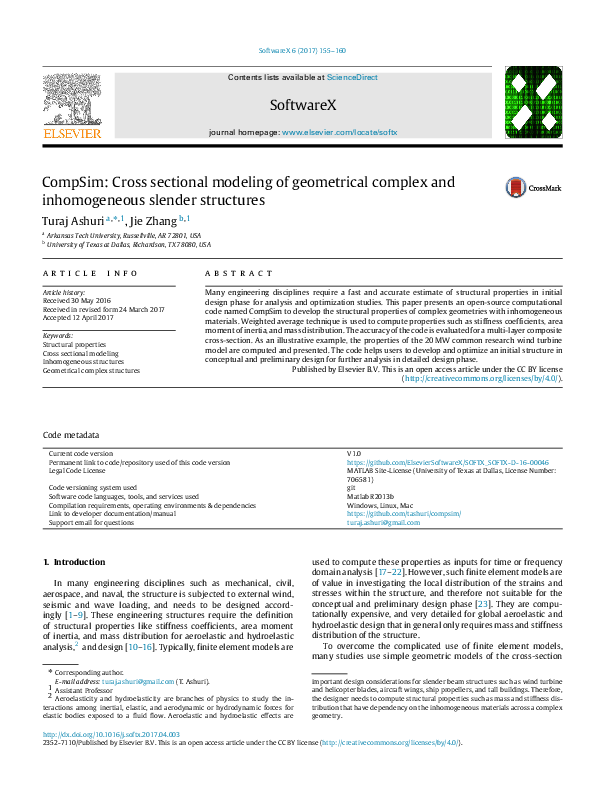 (PDF) CompSim: Cross sectional modeling of geometrical complex and inhomogeneous slender structures
