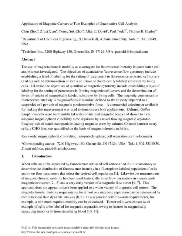 (PDF) Application of magnetic carriers to two examples of quantitative ...