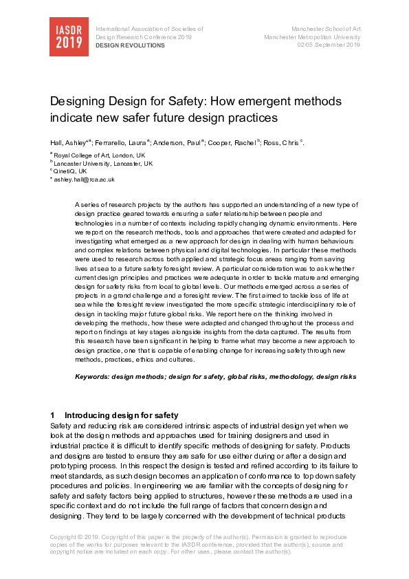(PDF) Designing Design for Safety: How emergent methods indicate new ...