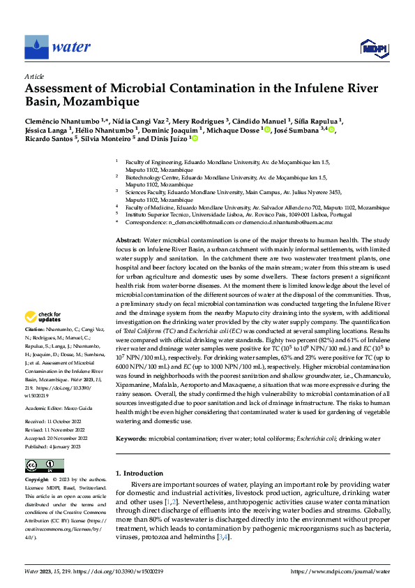 (PDF) Assessment of Microbial Contamination in the Infulene River Basin ...