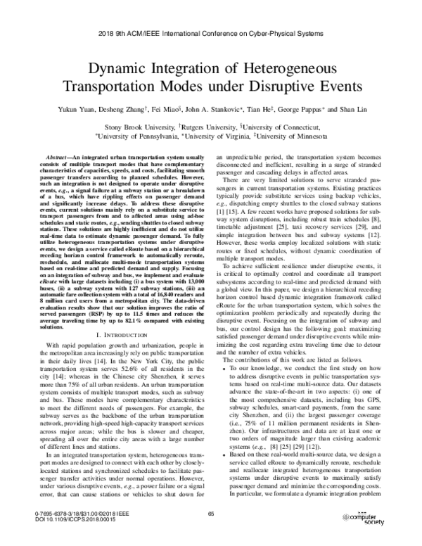(PDF) Dynamic Integration of Heterogeneous Transportation Modes under ...