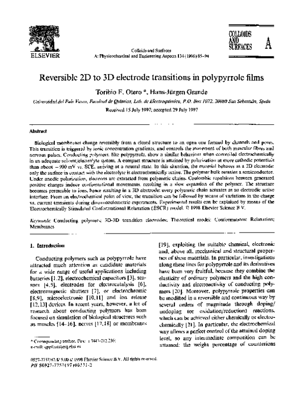 (PDF) Reversible 2D to 3D electrode transitions in polypyrrole films ...
