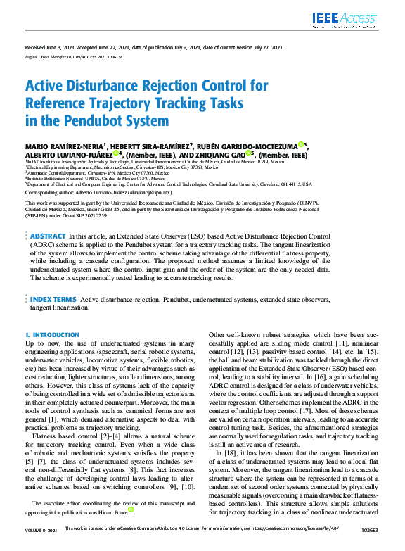 (PDF) Active Disturbance Rejection Control for Reference Trajectory Tracking Tasks in the ...