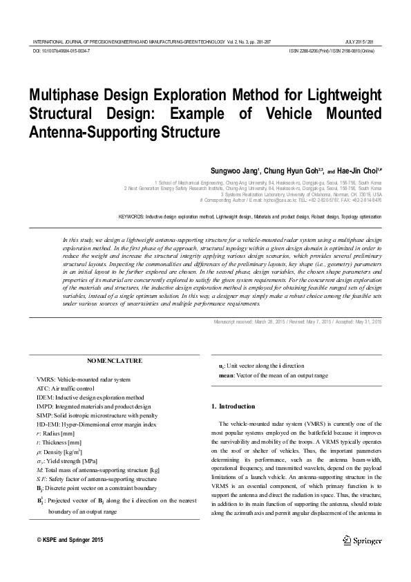 (PDF) Multiphase design exploration method for lightweight structural design: Example of vehicle ...