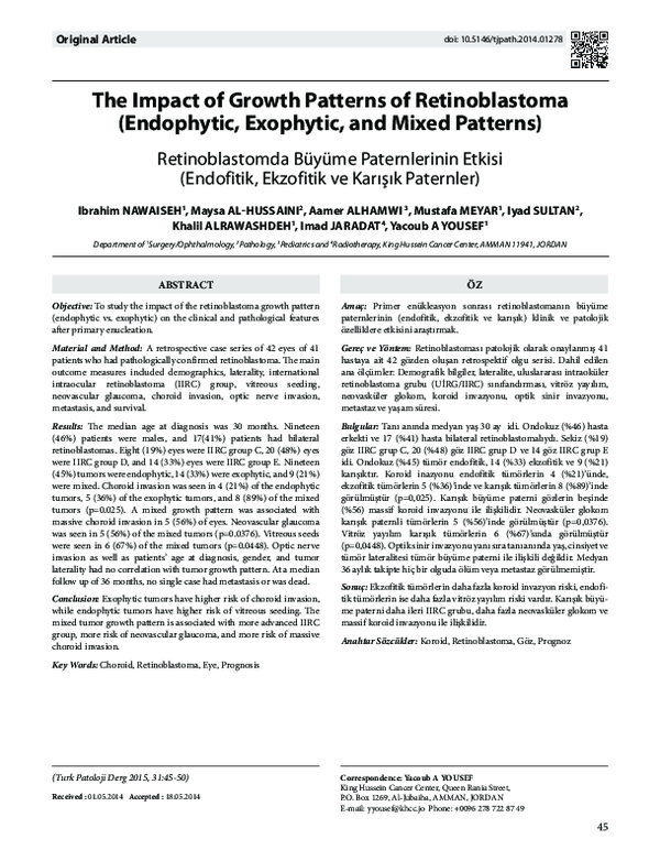(PDF) The impact of growth patterns of retinoblastoma (endophytic ...