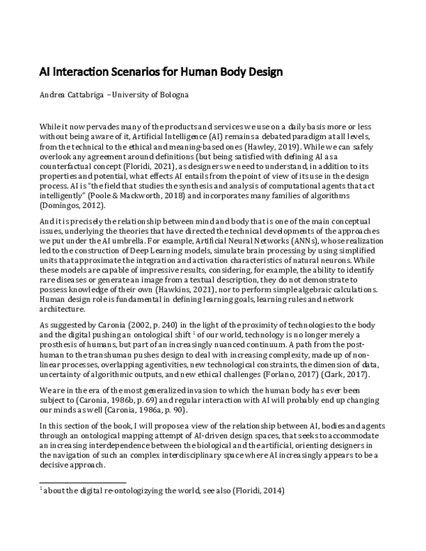 (PDF) AI Interaction Scenarios for Human Body Design