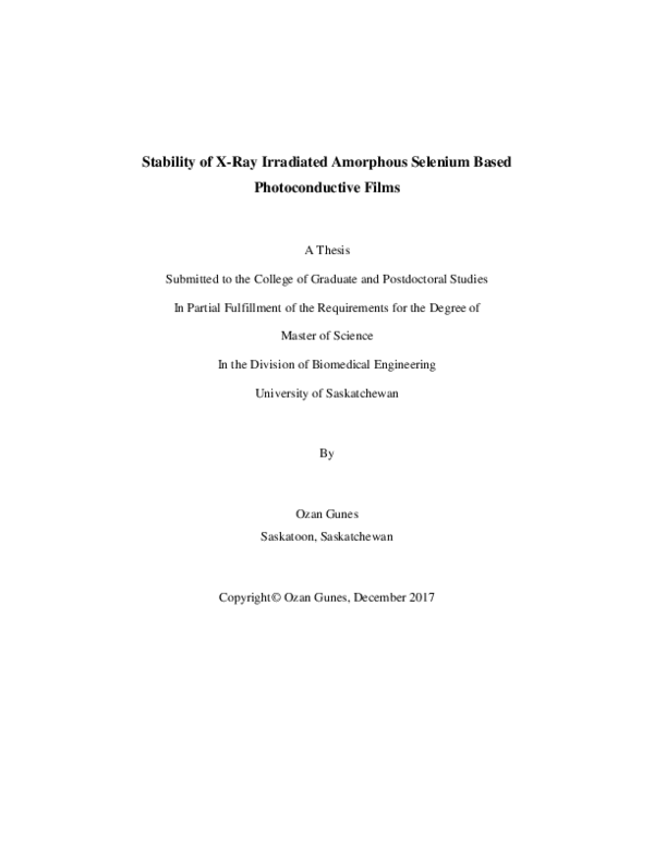 (PDF) Stability of X-Ray Irradiated Amorphous Selenium Based ...