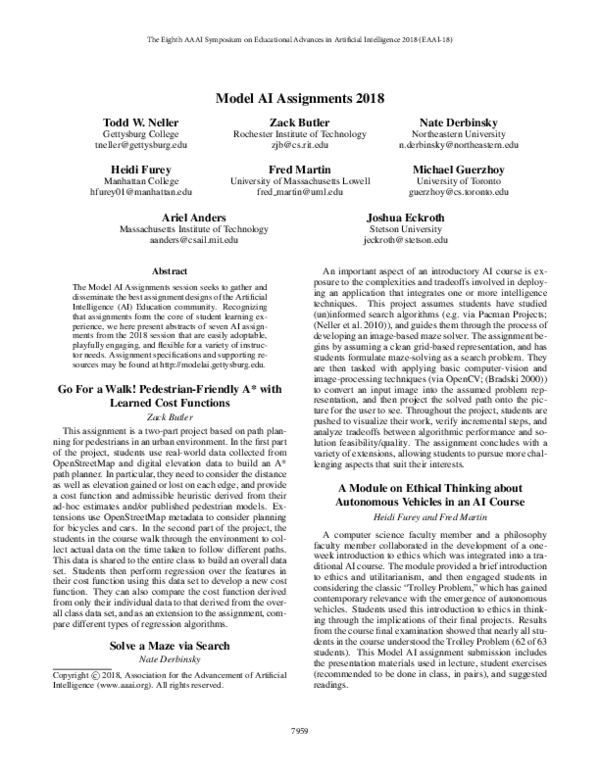 (PDF) Model AI Assignments 2018