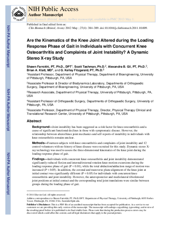(PDF) Are the kinematics of the knee joint altered during the loading ...