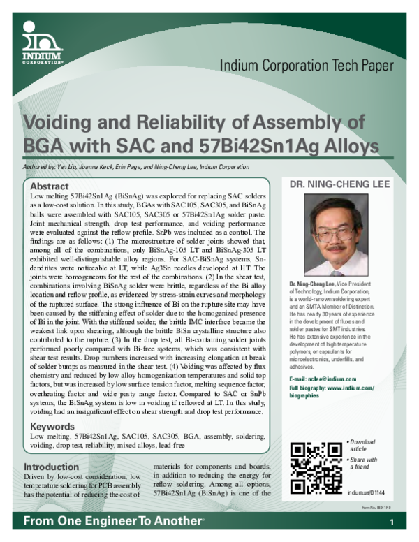 (PDF) Voiding and Reliability of Assembly of BGA with SAC and ...