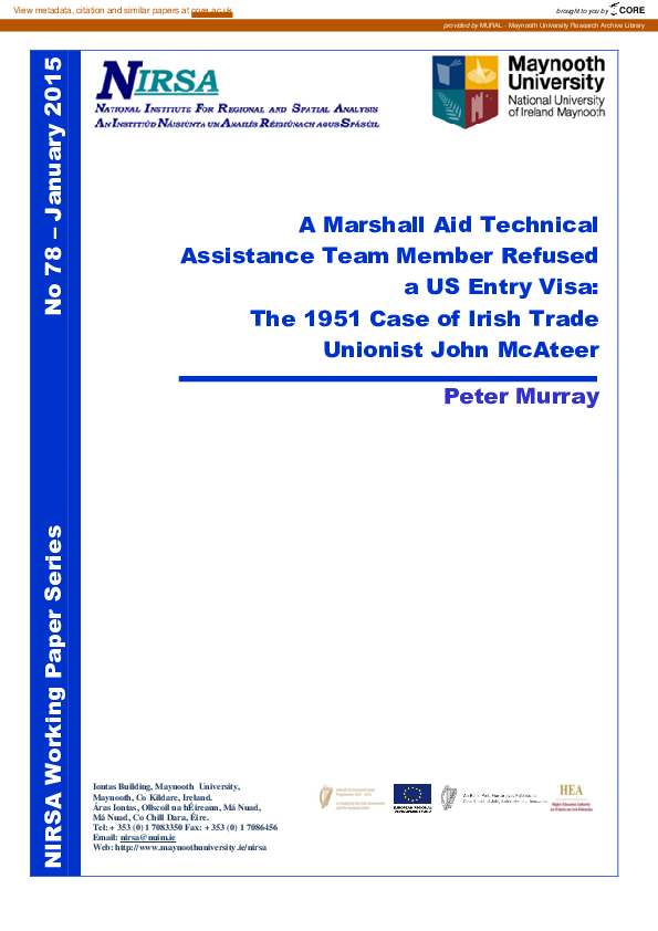 (PDF) A Marshall Aid Technical Assistance Team Member Refused a US ...