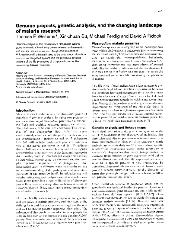 (PDF) Genome projects, genetic analysis, and the changing landscape of ...