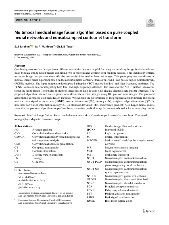 Pdf Multimodal Medical Image Fusion Algorithm Based On Pulse Coupled Neural Networks And