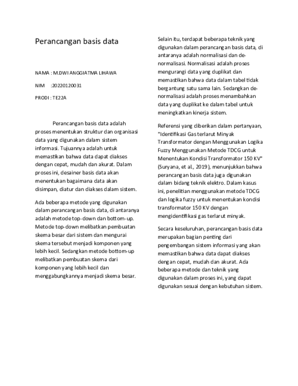 (DOC) Perancangan basis data | M. Dwi Anggiatma Lihawa - Academia.edu