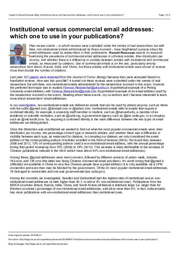 (PDF) Institutional versus commercial email addresses: which one to use ...