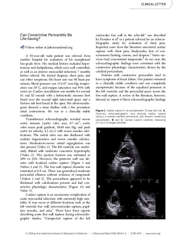 (PDF) Can Constrictive Pericarditis Be Life‐Saving?