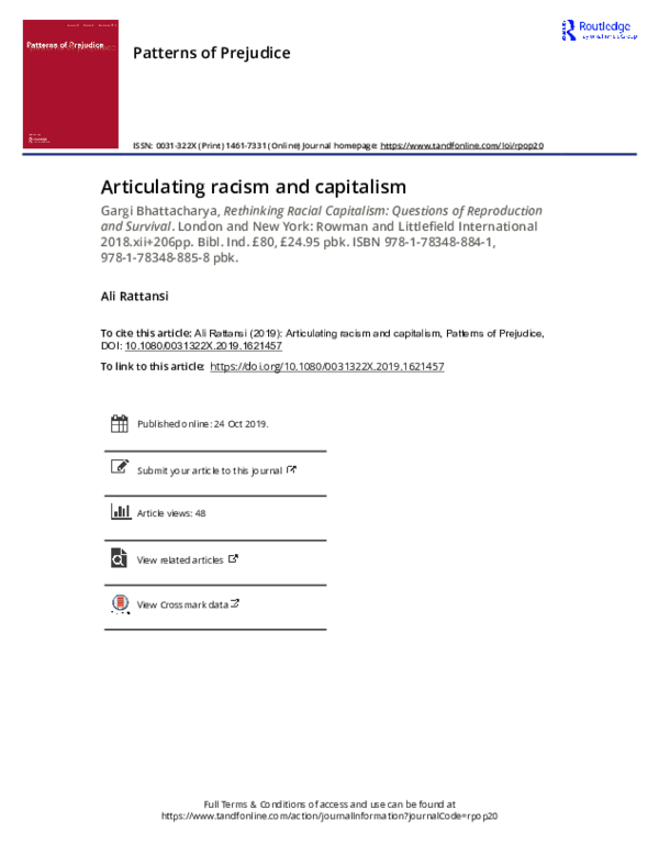(PDF) Articulating racism and capitalism