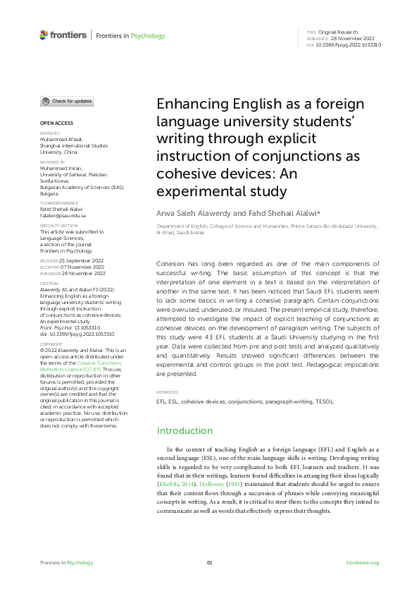 (PDF) Enhancing English as a foreign language university students ...