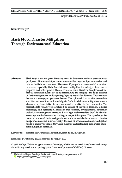 (PDF) Flash Flood Disaster Mitigation Through Environmental Education