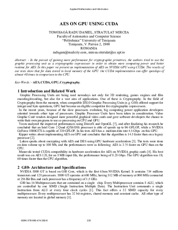(PDF) Aes on Gpu Using Cuda