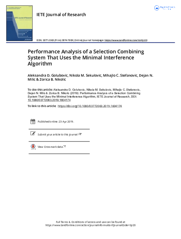 (PDF) Performance Analysis of a Selection Combining System That Uses ...