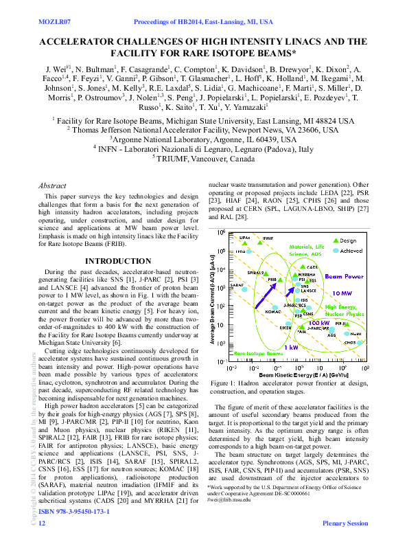 (PDF) Accelerator Challenges of High Intensity Linacs and the Facility for Rare Isotope Beams*