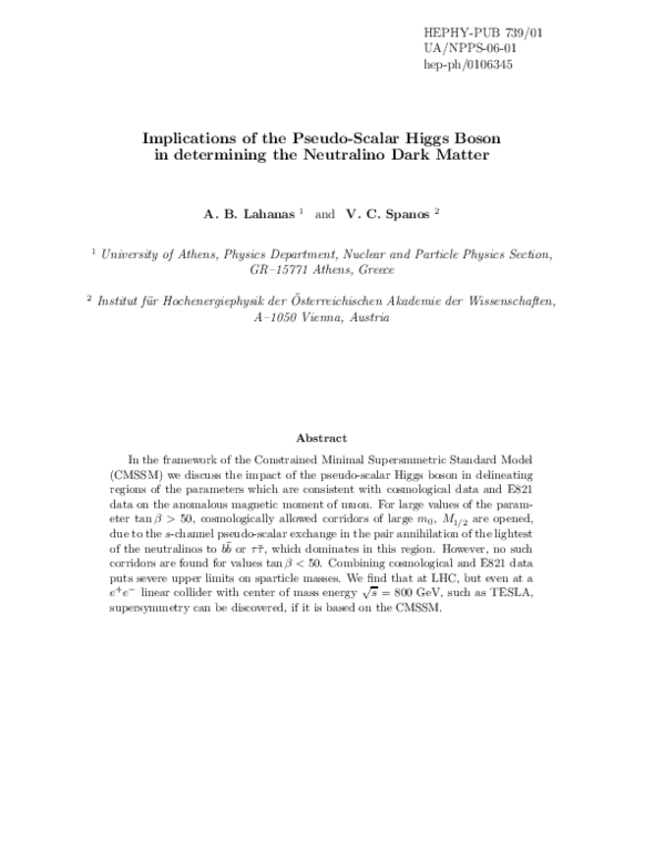 (PDF) Implications of the pseudo-scalar Higgs boson in determining the ...
