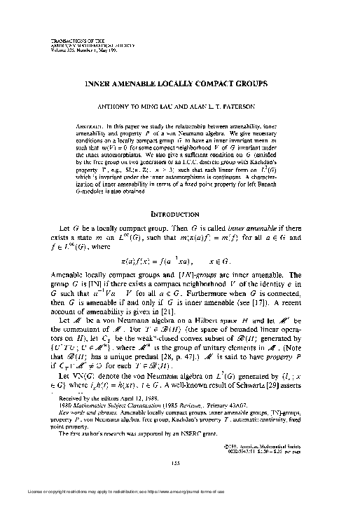 Pdf Inner Amenable Locally Compact Groups
