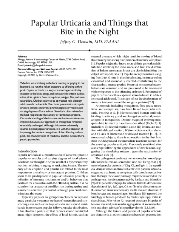 (PDF) Papular urticaria and things that bite in the night