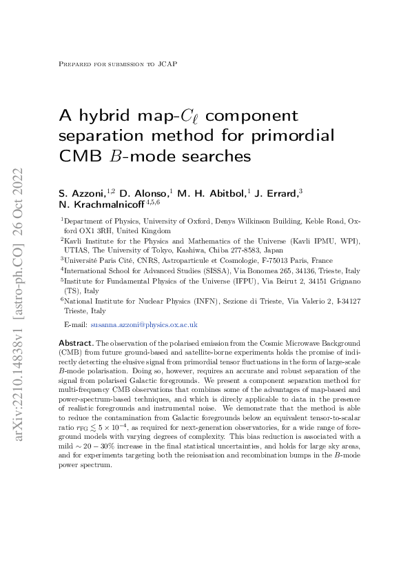 Pdf A Hybrid Map Cell Component Separation Method For Primordial