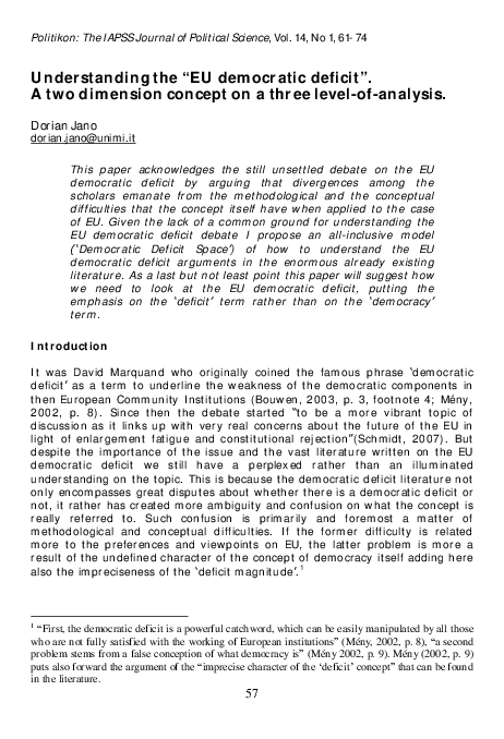 (PDF) Understanding the EU democratic deficit
