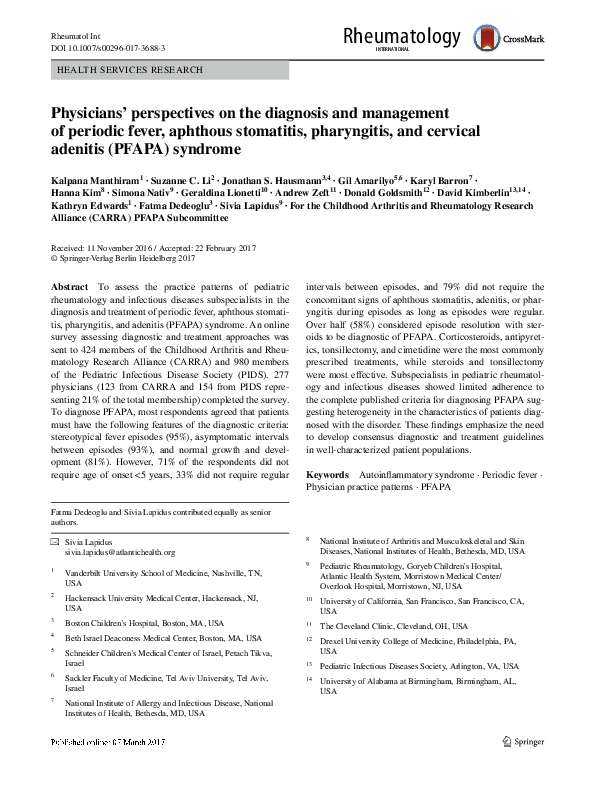 (PDF) Physicians' perspectives on the diagnosis and management of ...